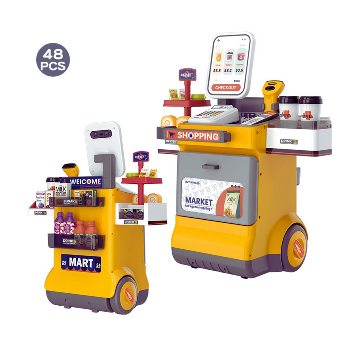 Pretend Play Supermarket & Self-Checkout Set for Kids | Develops Essen ...