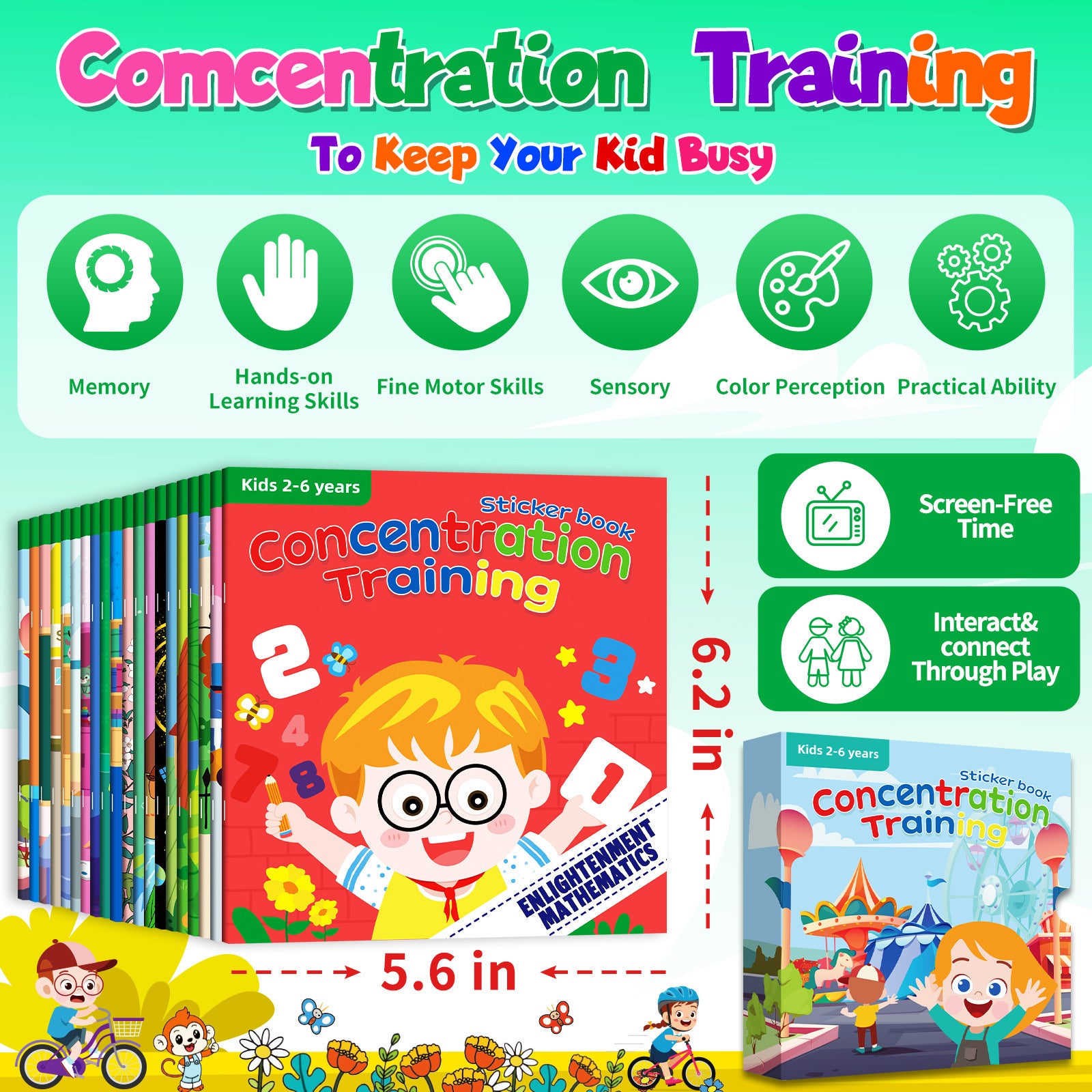Concentration Training Sticker Books for Kids – Happy square AU