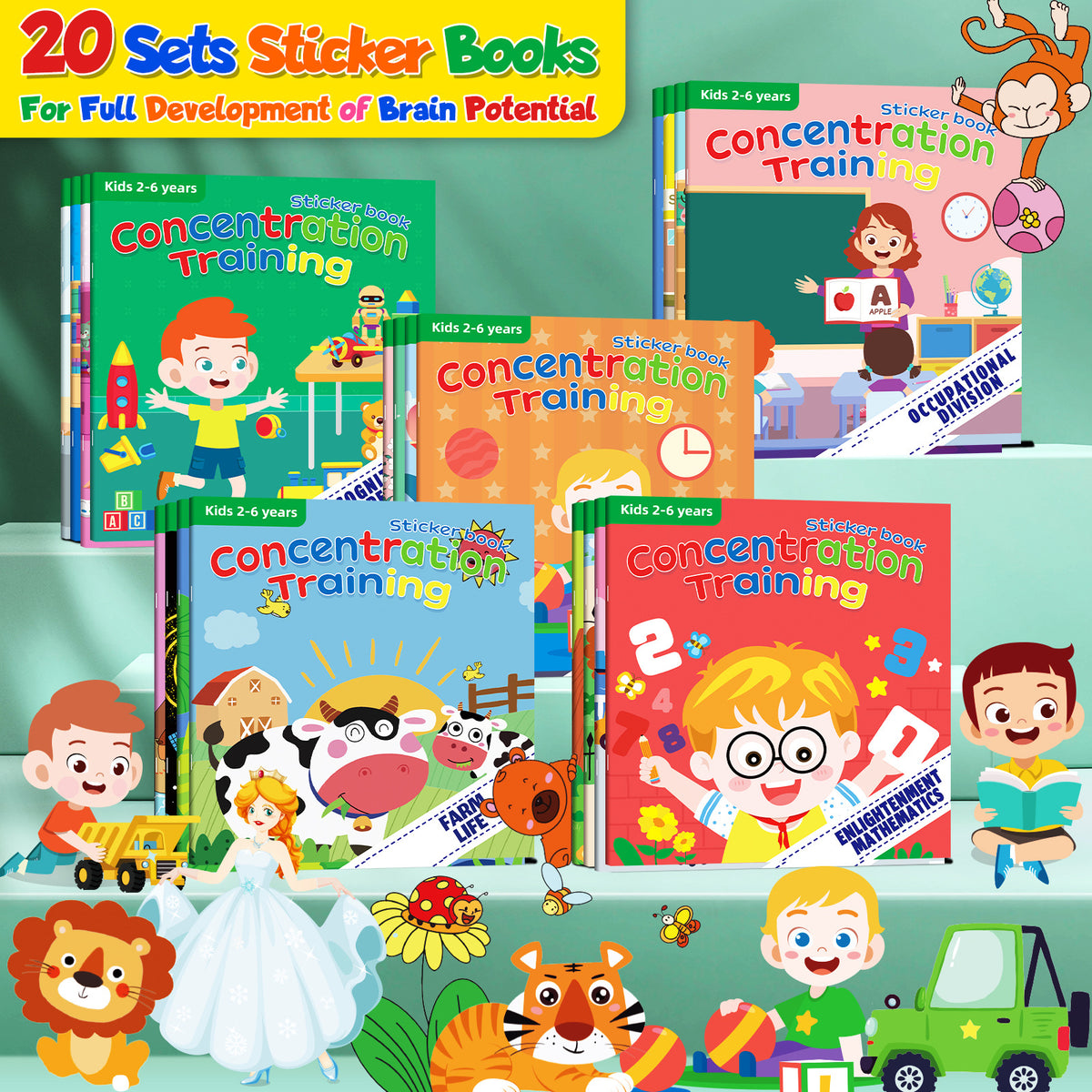 Concentration Training Sticker Books for Kids – Happy square AU